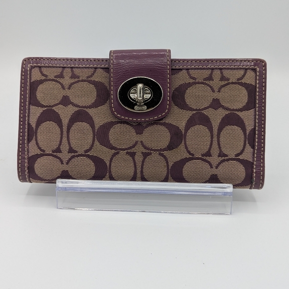 Coach | Bags | Coach Purple And Tan Signature Wallet | Poshmark